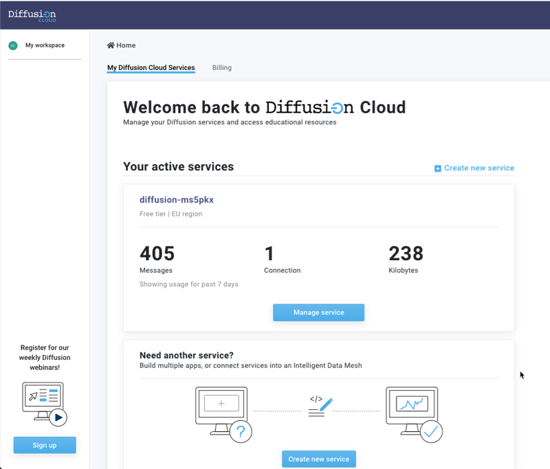 Administering Diffusion Cloud from the Diffusion Cloud Dashboard | Documentation